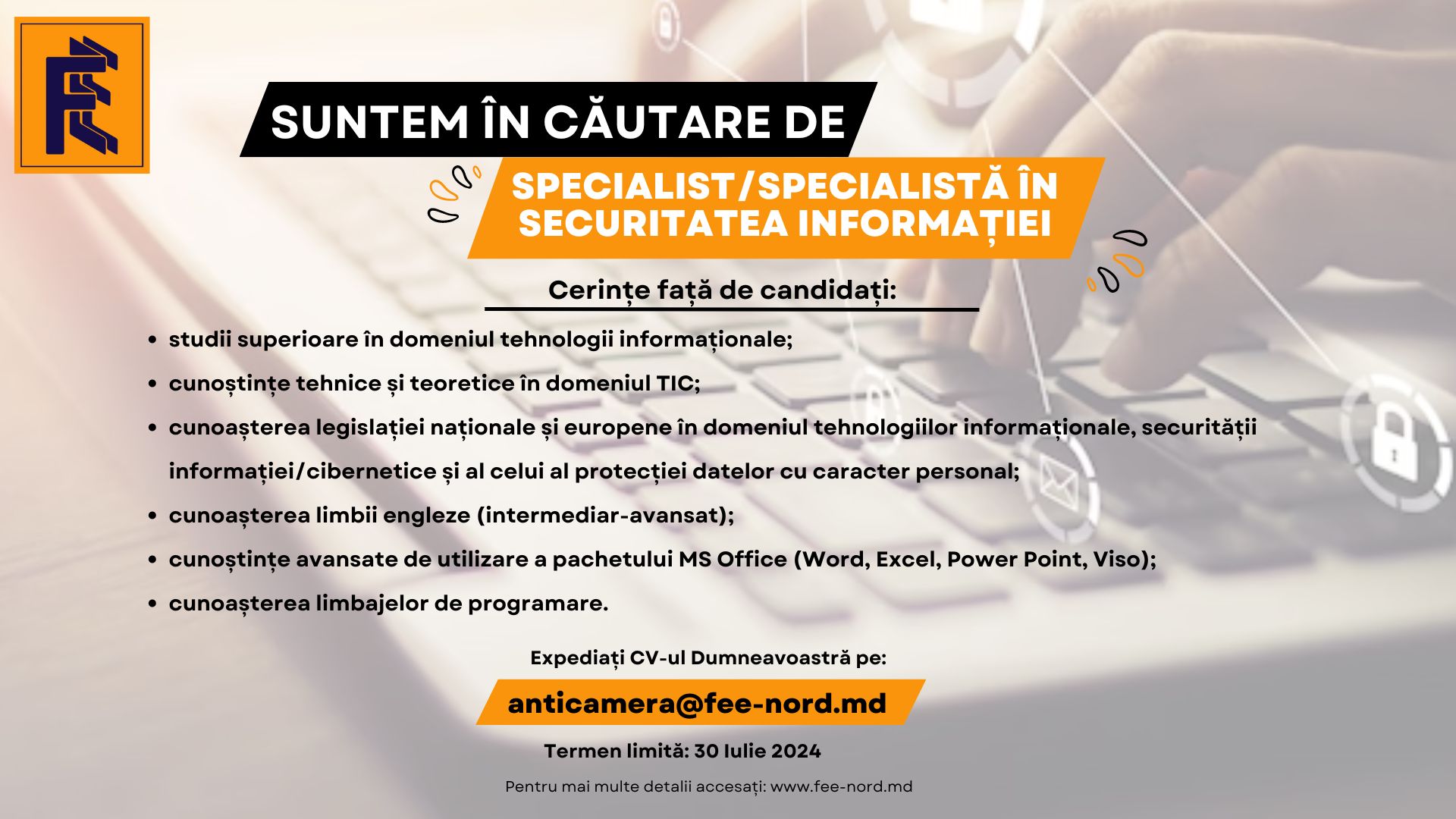 Anunț de angajare - Specialist/Specialistă în securitatea informației ...